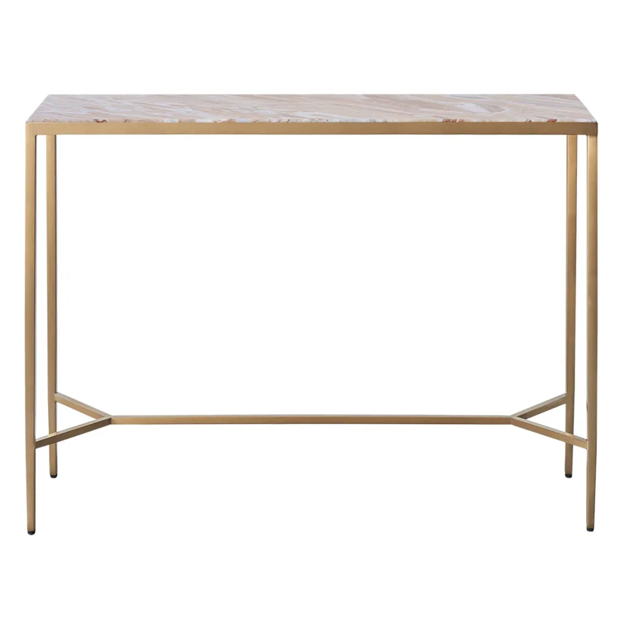 Chloe Large Pink Marble Console Table - Gold – Alfresco Collective