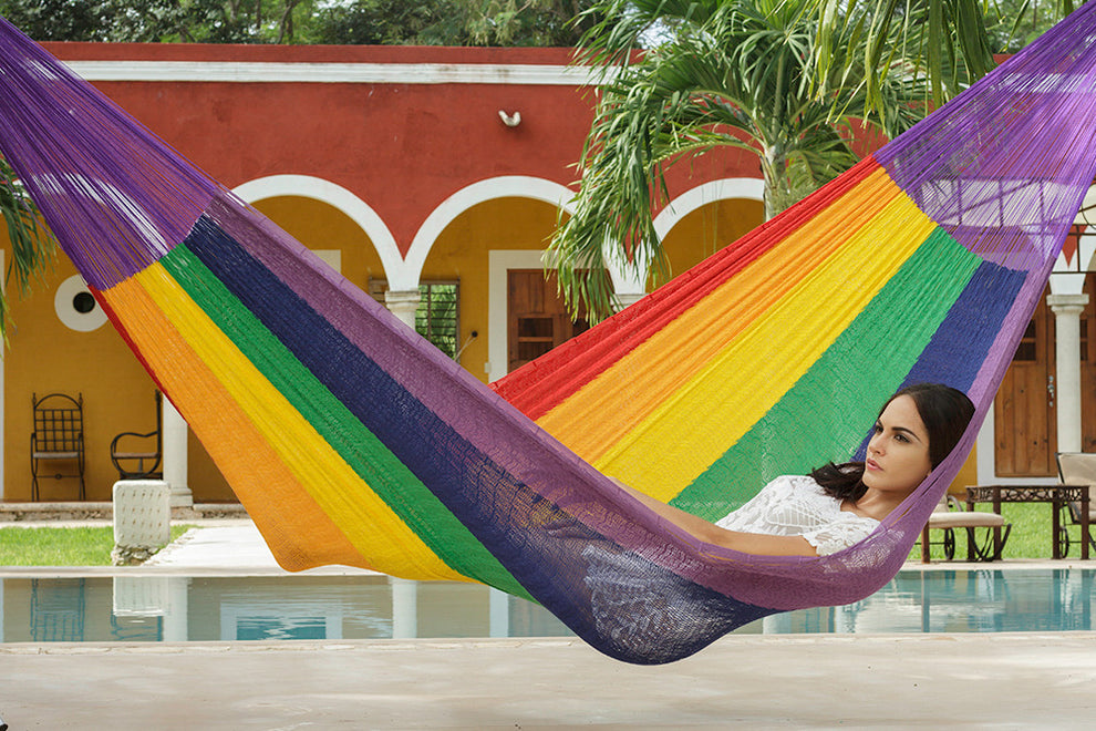 Mayan Legacy Mexican Cotton Hammock - Rainbow – Alfresco Collective