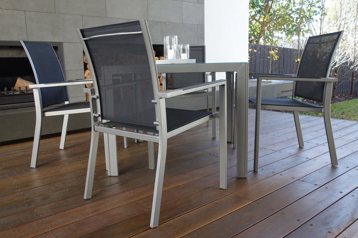Dali Metal Outdoor Dining Table - Silver – Alfresco Collective