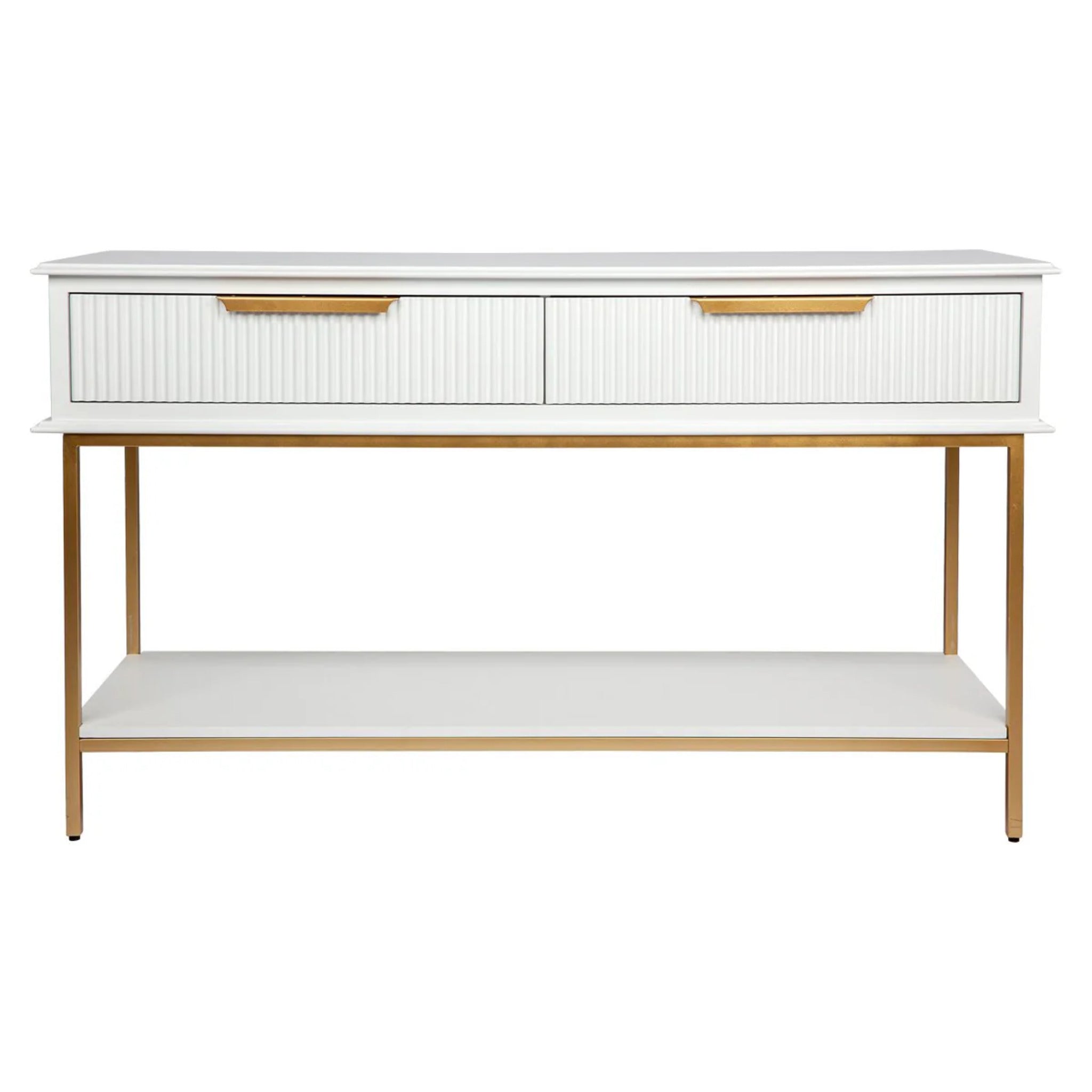 Aimee Small Two Drawer Console Table - White and Gold – Alfresco Collective