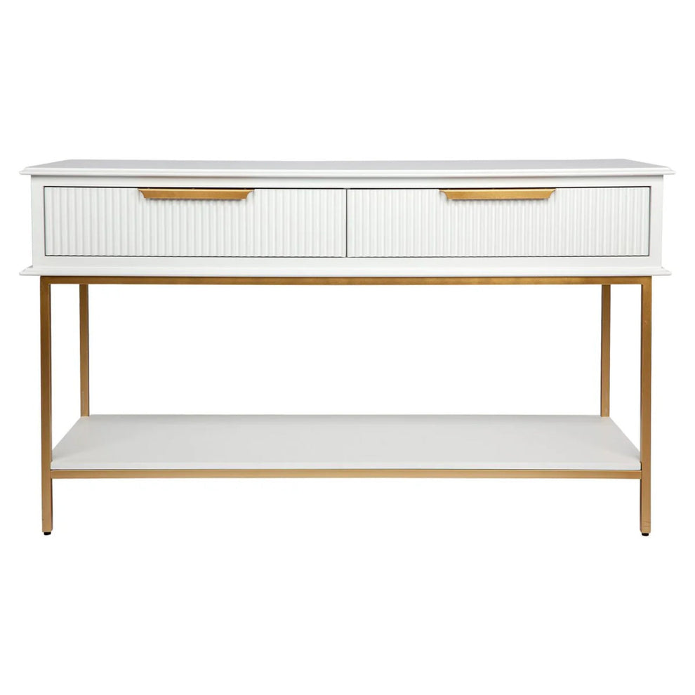 Aimee Small Two Drawer Console Table - White and Gold – Alfresco Collective