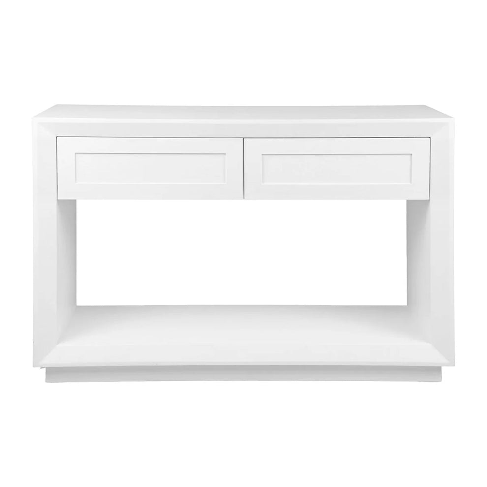 Balmain Small Two Drawer Open Console Table - White – Alfresco Collective