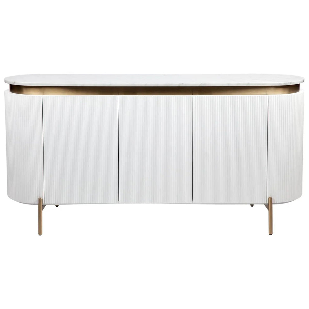 Demarco Curved Metallic Sideboard Buffet Table - White – Alfresco ...
